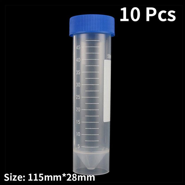 10 Pcs 50ml Centrifuge Test Tube Plastic with Screw Cap Flat Bottom ...
