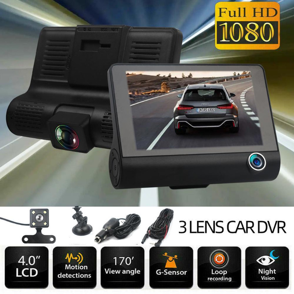 4" HD 1080P Dual Lens Car DVR Dash Cam Front and Rear Mirror Camera ...