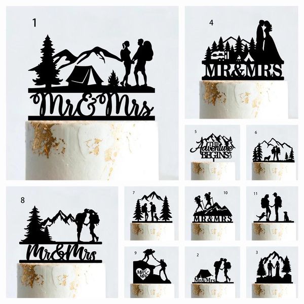 Mountain Outdoor Wedding Cake Topper Backpacking Camping Bride And ...