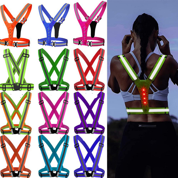 Adjustable Reflective Vest/LED Vest Safety Straps Cycling Walking ...