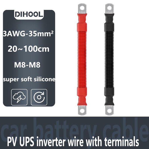 Car Battery Cable 1Red&1black 3AWG-35mm2 Car Cable with Terminals 20 ...