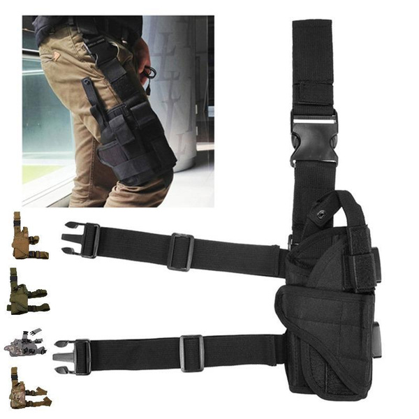 Tactical Gun Holster Thigh Drop Leg Bag Belt Cross Over Nylon Military ...