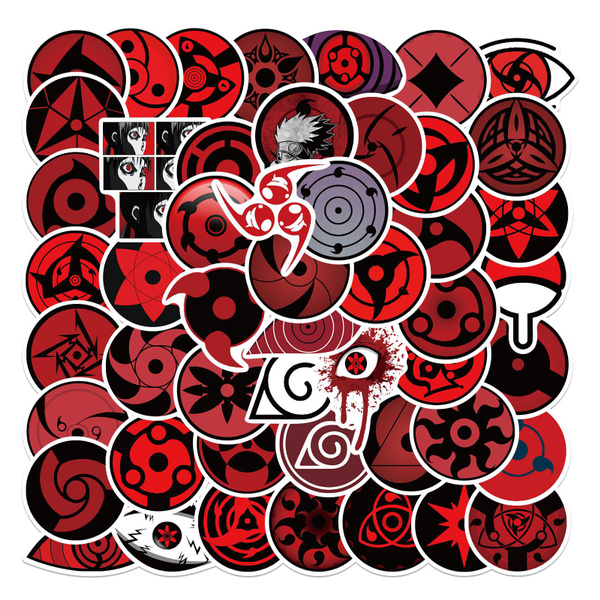 50pcs/Pack Cartoon Naruto Sharingan Logo Stickers Waterproof Skateboard ...