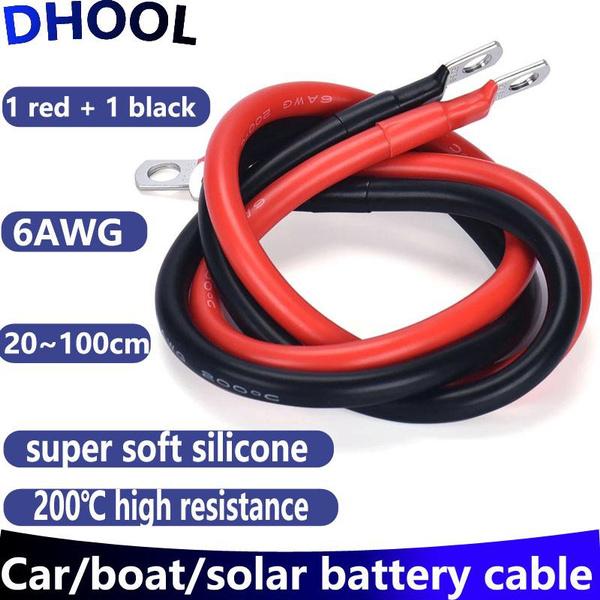 Car Battery Cable 1red&1black 20cm~100cm Solar PV Battery Connection ...