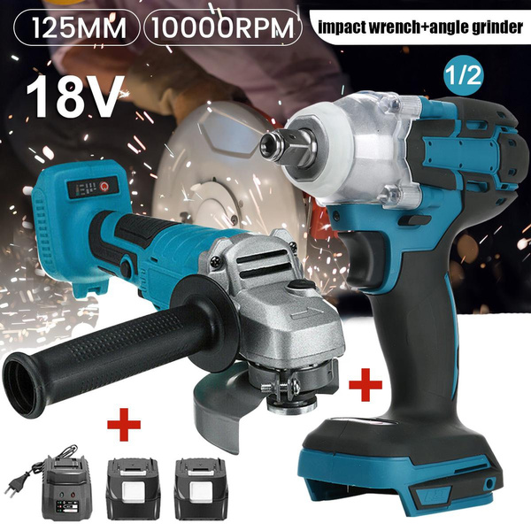 18V 125mm Angle Grinder and 1/2" Electric Cordless Impact Wrench ...
