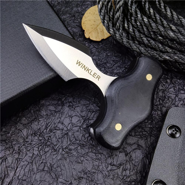 Mini Push Dagger Necklack Knife D2 Blade Ebony Wood Handle Small Pocket ...