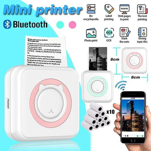 2023 Mini Thermal Printer 200DPI Wireless BT Connected Portable Photo ...