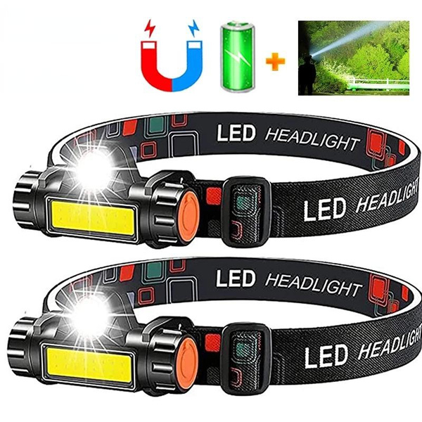 Portable Mini Bright Flashlight Q5+COB Led Headlamp with 18650 Battery ...