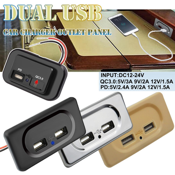 12v/24v Dual USB 3.1 Car Camper Fast Charging Socket Power Outlet Panel ...