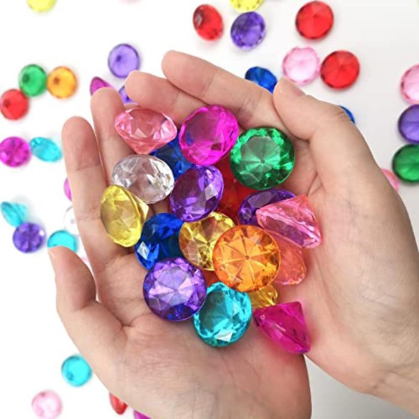 100Pcs Clear Acrylic Diamonds 25mm Wedding Table Scatters Gemstones ...