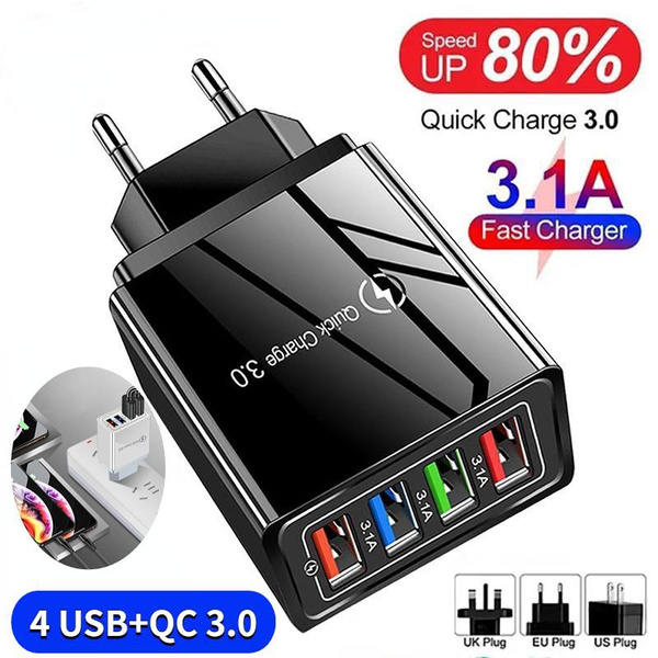 USB Charger Head 4 Port Charging Adapter USB Wall Charger EU/US/UK Plug ...