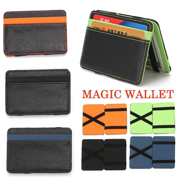 Money Clips Thin Clutch Bus Card Bag Slim Man Purse Men Leather Magic ...