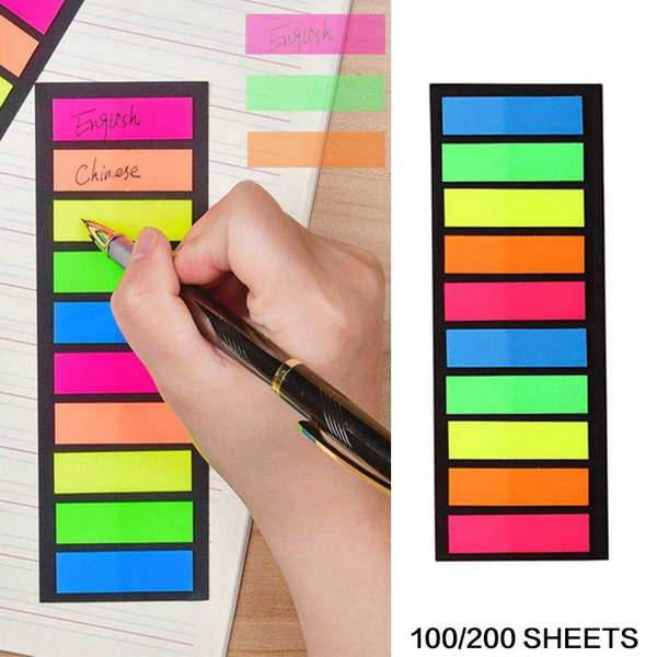 100 Sheets/200 Sheets Transparent Sticky Note Pads Fluorescence Self ...