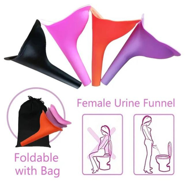 Women Urinal Outdoor Travel Camping Portable Female Urinal Soft Silicone Reusable Paper ...