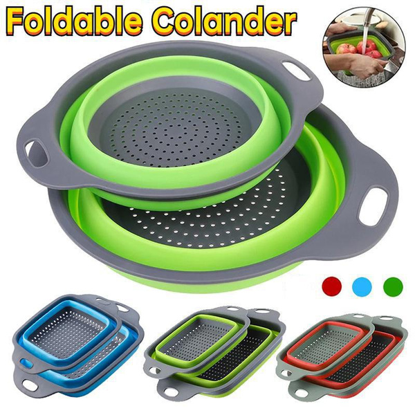 New Silicone Folding Vegetable Basket Foldable Colander Kitchen Washing ...