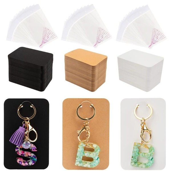 100 Pcs Keychain Display Cards with Self-Sealing Bags Keychain Card ...