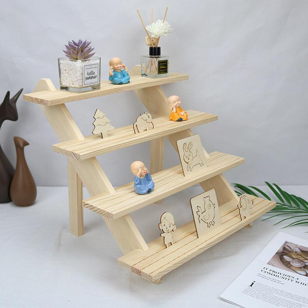 Multi-Layer Wooden Ear Stud Holder Earring Jewelry Ladder Display Rack ...