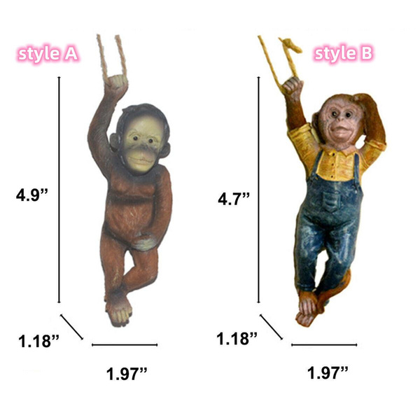 Monkey Chimp Hanging Rope Garden Ornament Outdoor Statue Sculpture ...
