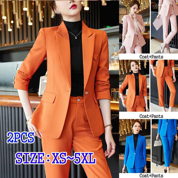 Women Pant Suit for Office Lady Two Pieces Set Size XS-5XL Formal Work ...