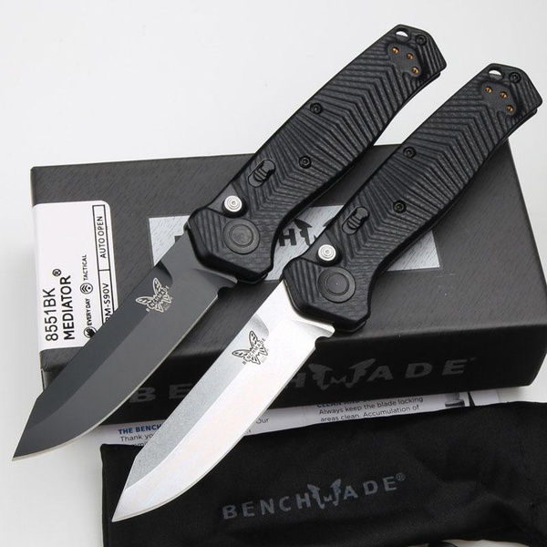 Newest Benchmade 8551/8551BK AUTO Folding Knife 3.30" S90V Plain Blade ...