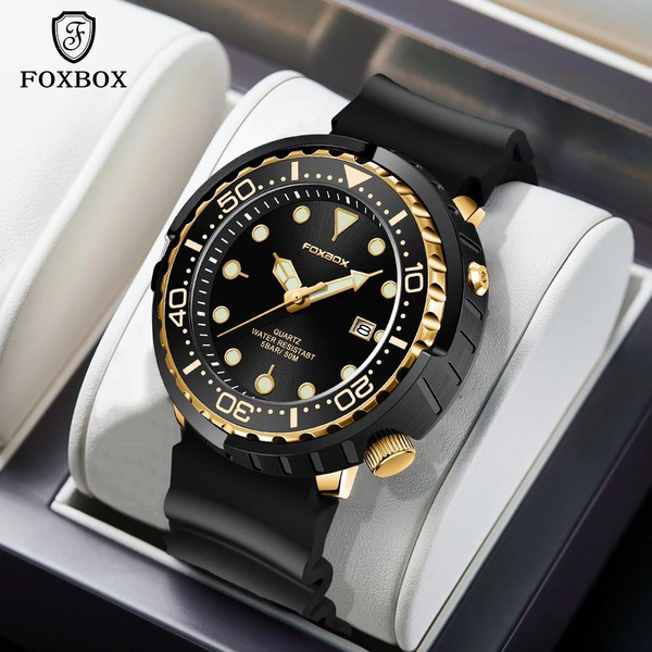 FOXBOX New Watch for Men Fashion Silicone belt Chronograph Sport ...
