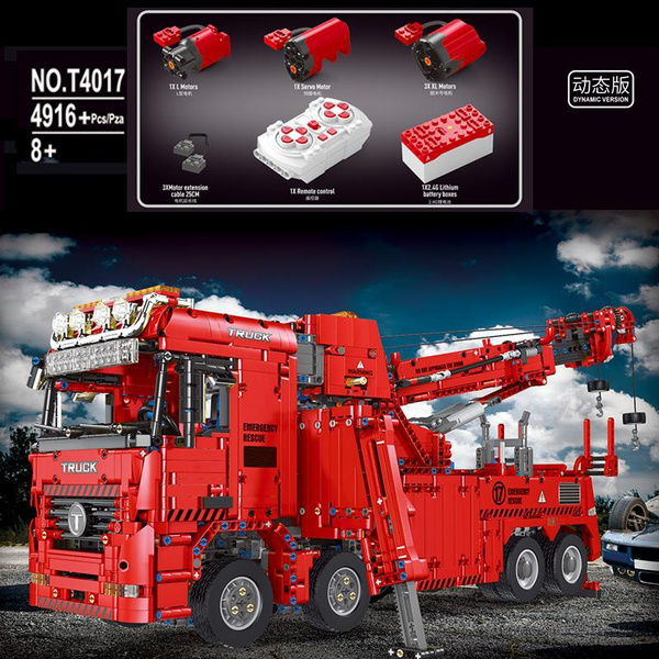 New MOC 4916pcs Road Rescue Truck Crane Electric App Remote Control Car ...