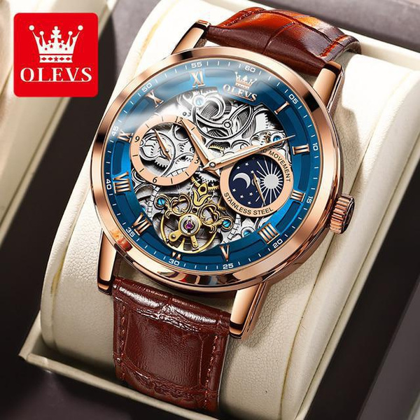 OLEVS Flywheel Tourbillon 44mm Mechanical Watch for Men Luminous ...