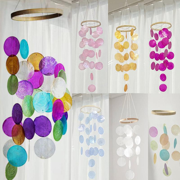 S/L Rainbow Shell Wind Chime Room Decoration Hanging Windchimes Wall ...