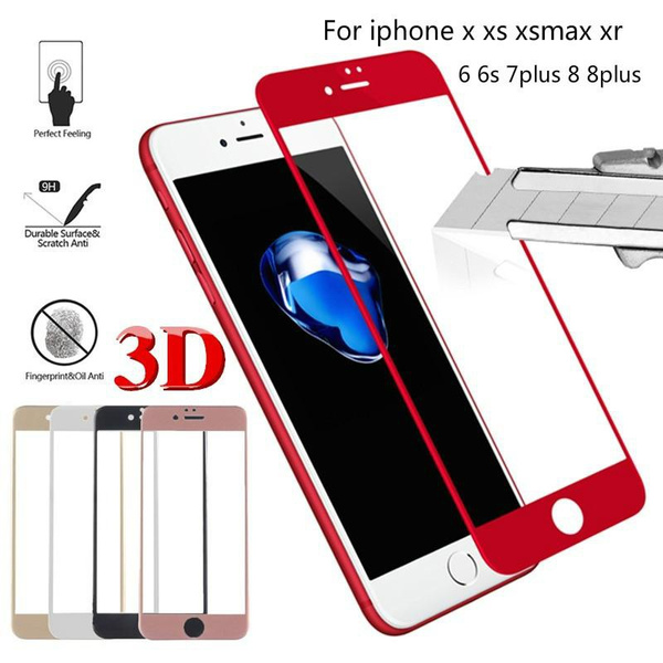 3D Curved 9H Colorful Full Cover Tempered Glass Film For IPhone X Xs ...