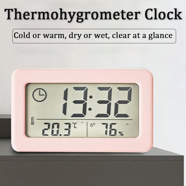 LCD Digital Thermometer Hygrometer Clock Indoor Temperature Humidity ...