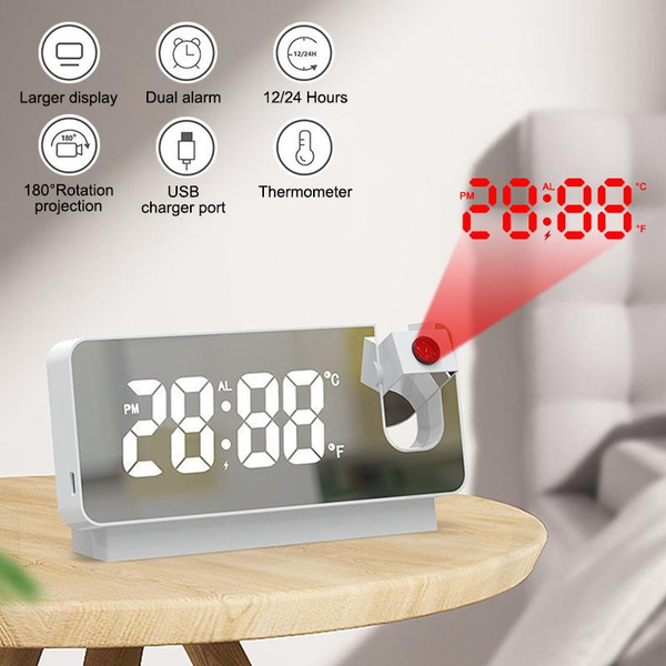 Projection Alarm Clock USB Electronic Ceiling Projector Alarm Clock for ...
