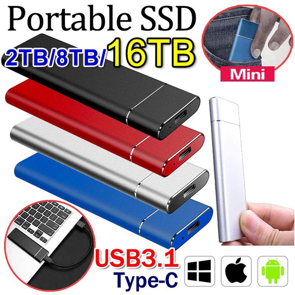 16TB/8TB/2TB High Speed Mobile Hard Disk SSD Mini Portable SSD USB3.1 ...