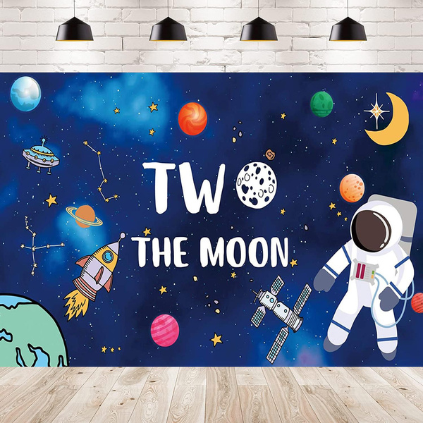 Two The Moon Birthday Backdrop Outer Space Rocket Astronaut Theme ...