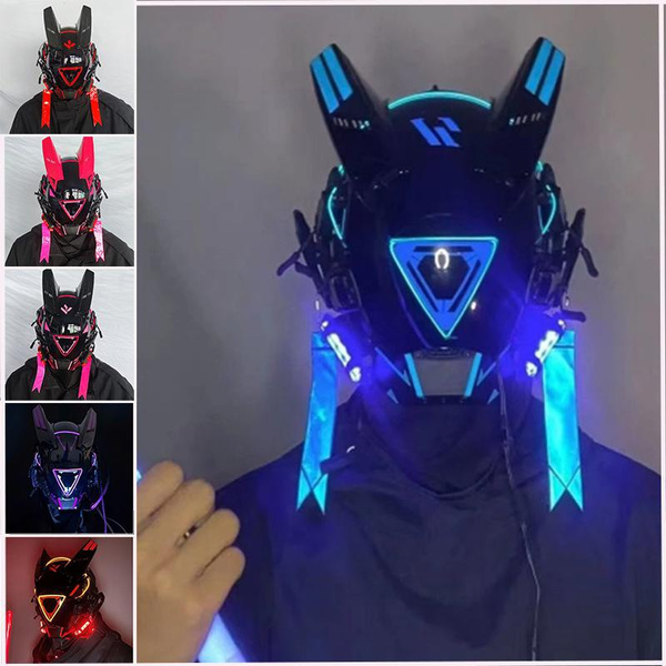 New Personalized Cyberpunk Mask Triangle Light LED Luminous Mask Full ...