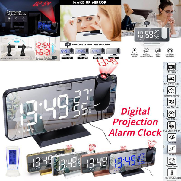 LED Digital Alarm Clock Projection Clock Ceiling Clock with Time ...