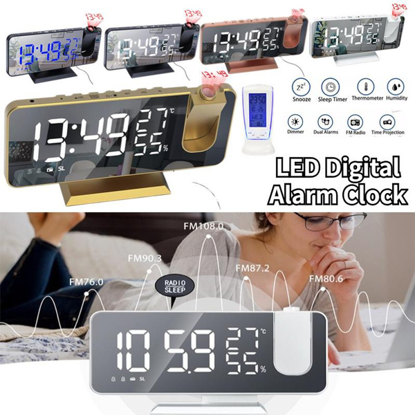 LED Digital Alarm Clock Projection Clock Ceiling Clock with Time ...