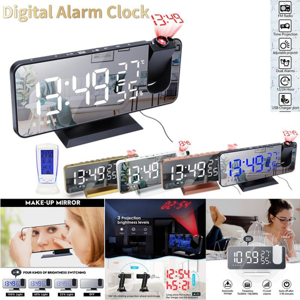 LED Digital Alarm Clock Projection Clock Ceiling Clock with Time ...