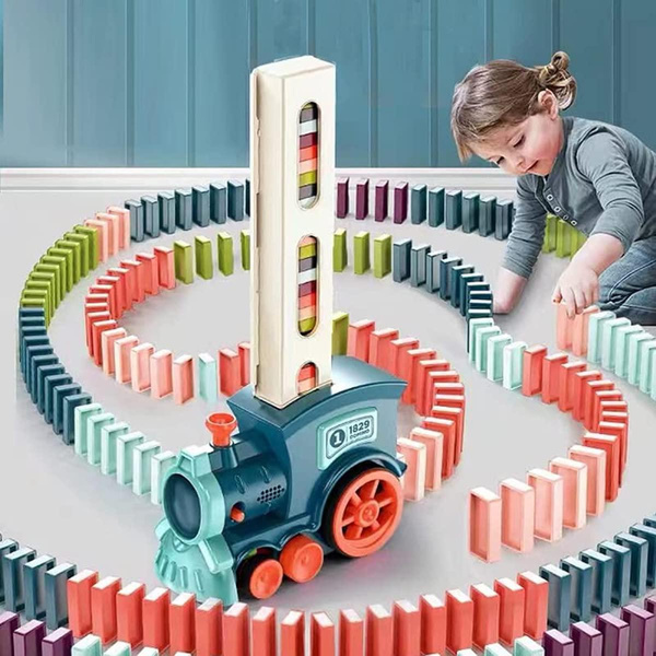 Creative Domino Rally Electric Train Set, 2023 New Kids Electric Domino ...
