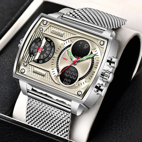 LIGE Luxury Fashion Quartz Men Watches Waterproof Digital Dual Display ...