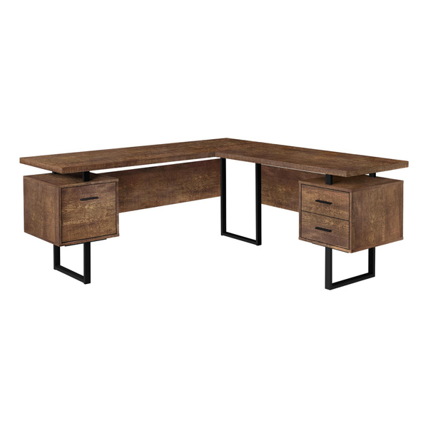 Monarch Specialties Right/Left Facing L Shape Computer Desk, Brown ...