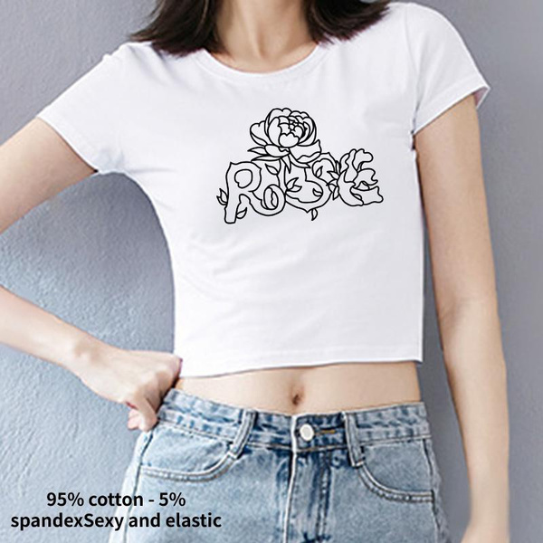 [Creative ROSE] 2022 New sexy open belly button T-shirt hand-painted ...