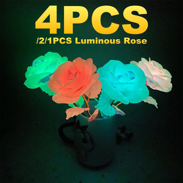 4/2/1PCS Luminous Artificial Roses Self-luminous Flowers Glow in The ...