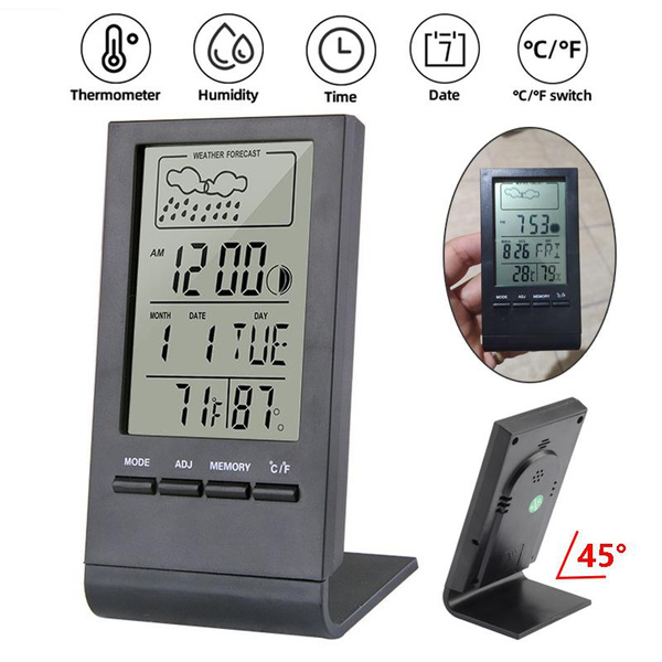 1PC LED Digital Clock Indoor Temperature Sensor Humidity Meter ...