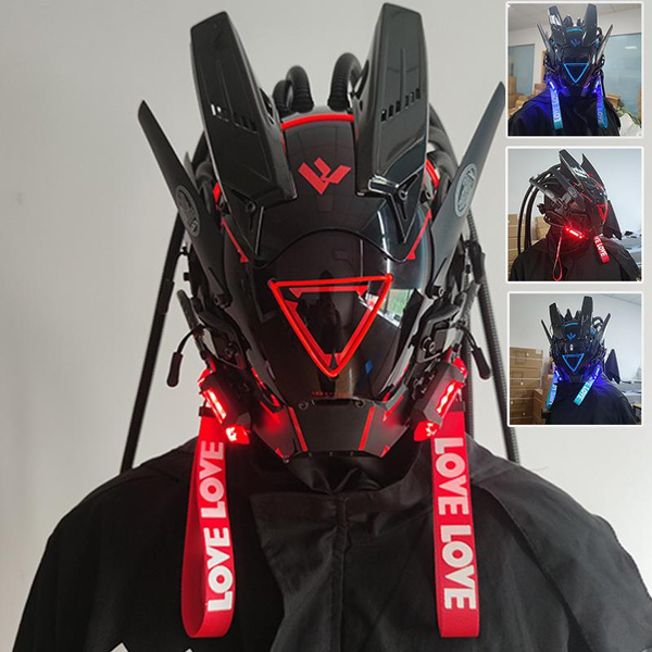 New Personalized Cyberpunk Mask Triangular Light Shape Light Weaving ...