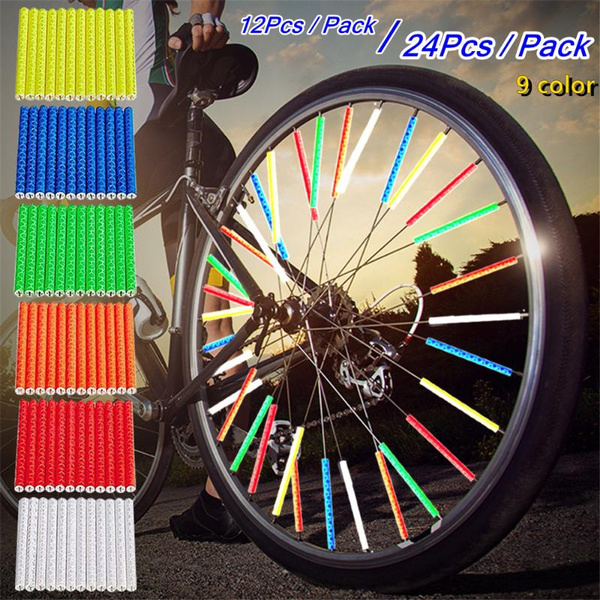12Pcs/24Pcs Bike Bicycle Wheel Spokes Reflective Sticker Tube Warning ...