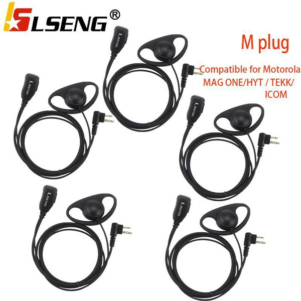 LSENG D-Shape M Plug Mic Ear hook Headphones Walkie Talkie Headset for ...