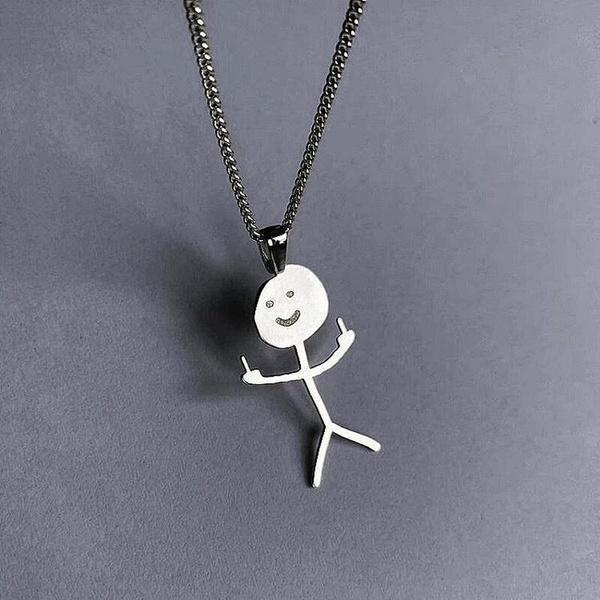 Hip Hop Fxck You Doodle Necklace For Man Woman Titanium Steel Middle ...