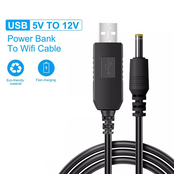DC 5V to 12V USB Cable Boost Converter WiFi to Powerbank Step-up Cord ...