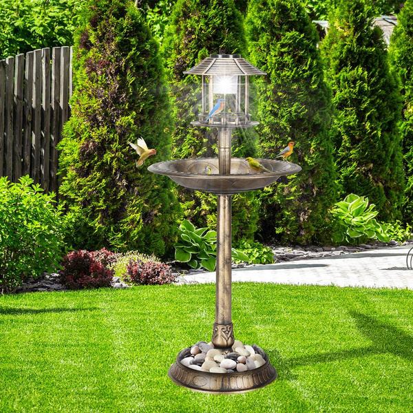 Garden Solar Antique Bird Bath Bird Bath with Solar Light | Wish