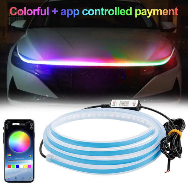 1pc New Car RGB LED DRL Hood Light Strip Engine Cover Daytime Running ...